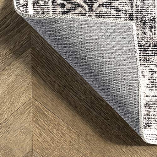 nuLOOM Gladys Machine Washable Vintage Medallion Runner Rug, 2' 6" x 8', Light Grey