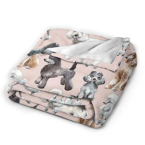 Quicklro Poodles Dogs Flannel Fleece Soft Throw Blanket 60*50inch,Lightweight Microfiber Flannel Fleece Plush Blanket for Bed Sofa Couch All Seasons Black