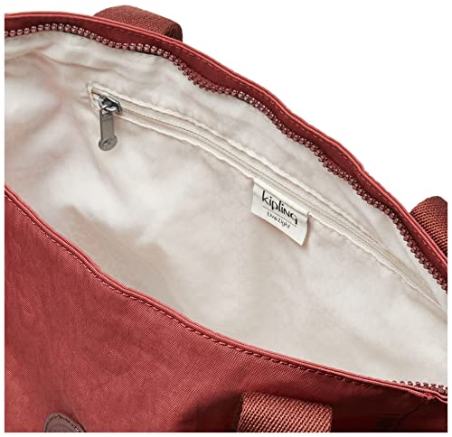 Kipling Women's Asseni Small Tote, Versatile Lightweight Purse, Nylon Shoulder Bag, Dusty Carmine