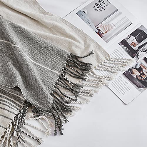 Lunarose Home Decor Chenille Throw Blanket for Couch | Soft Cozy Gradient Accent Blanket | Lightweight Decorative Blankets Throws for Sofa Chair Bed Picni Beach | All Season (50''Γ60ββ, Grey)