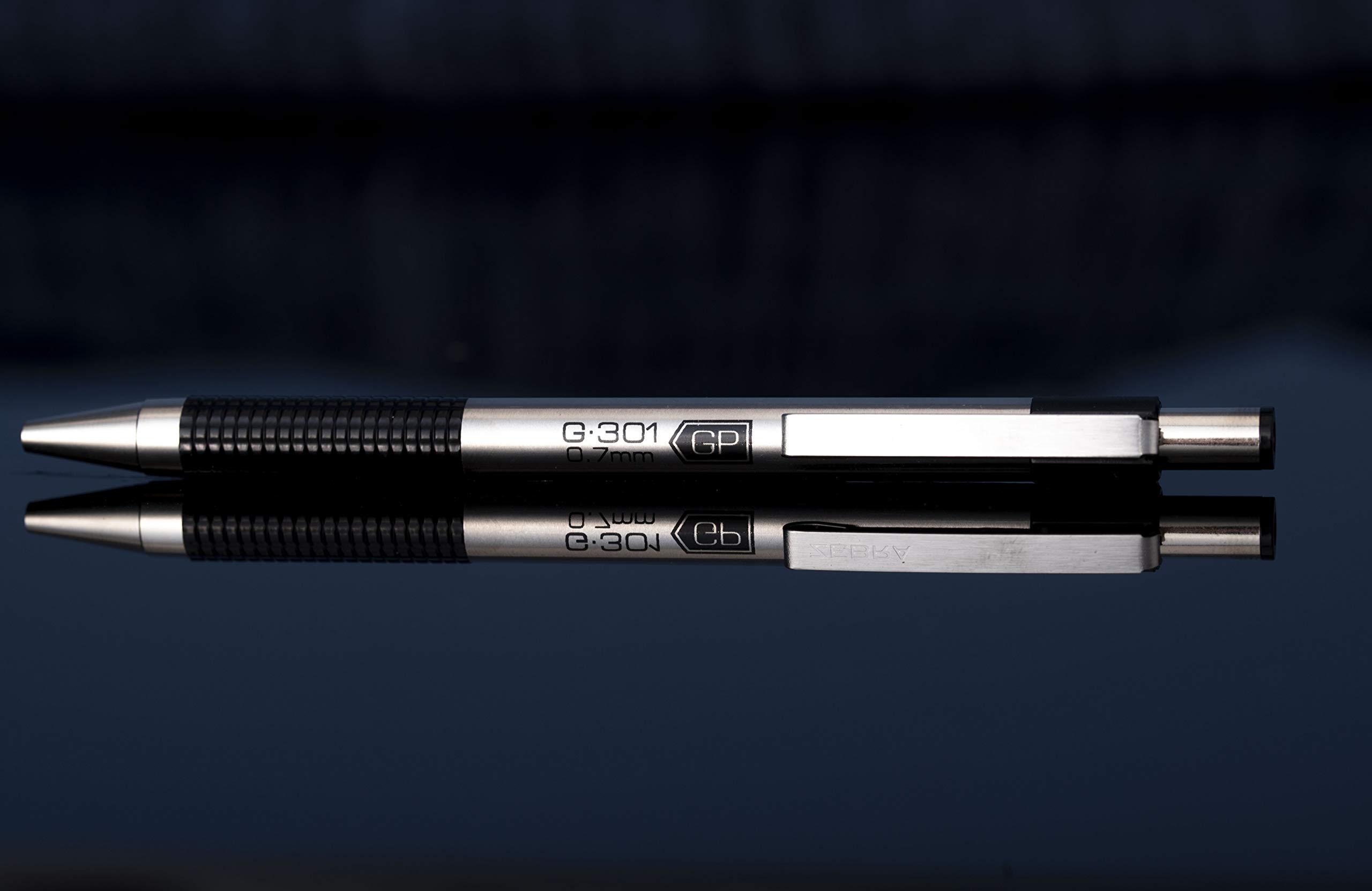 Zebra Pen G-301 Retractable Gel Ink Pen, Stainless Steel Barrel, Medium Point, 0.7mm, Black Ink, 12-Pack