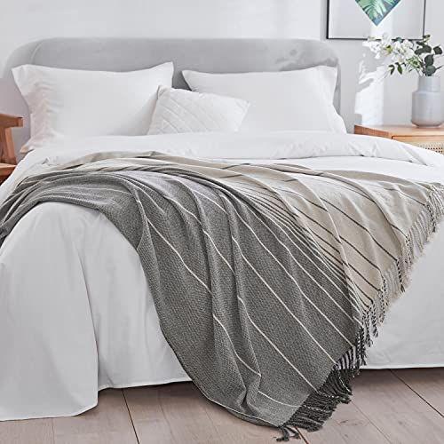 Lunarose Home Decor Chenille Throw Blanket for Couch | Soft Cozy Gradient Accent Blanket | Lightweight Decorative Blankets Throws for Sofa Chair Bed Picni Beach | All Season (50''Γ60ββ, Grey)