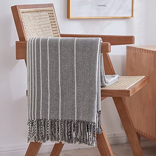 Lunarose Home Decor Chenille Throw Blanket for Couch | Soft Cozy Gradient Accent Blanket | Lightweight Decorative Blankets Throws for Sofa Chair Bed Picni Beach | All Season (50''Γ60ββ, Grey)
