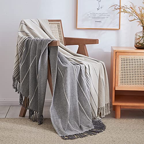 Lunarose Home Decor Chenille Throw Blanket for Couch | Soft Cozy Gradient Accent Blanket | Lightweight Decorative Blankets Throws for Sofa Chair Bed Picni Beach | All Season (50''Γ60ββ, Grey)