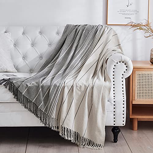 Lunarose Home Decor Chenille Throw Blanket for Couch | Soft Cozy Gradient Accent Blanket | Lightweight Decorative Blankets Throws for Sofa Chair Bed Picni Beach | All Season (50''Γ60ββ, Grey)