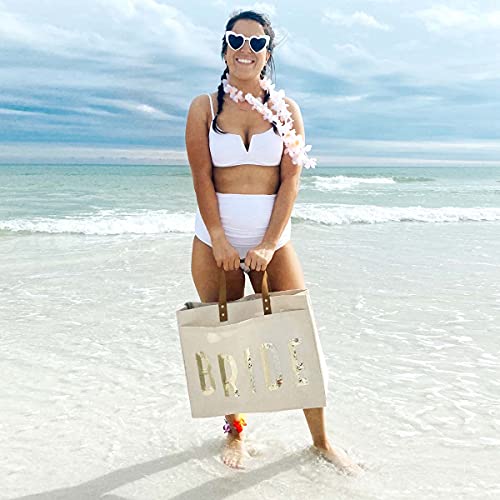 Mud Pie Women's Bride Tote Bag, Tan, 14 1/4" x 18"