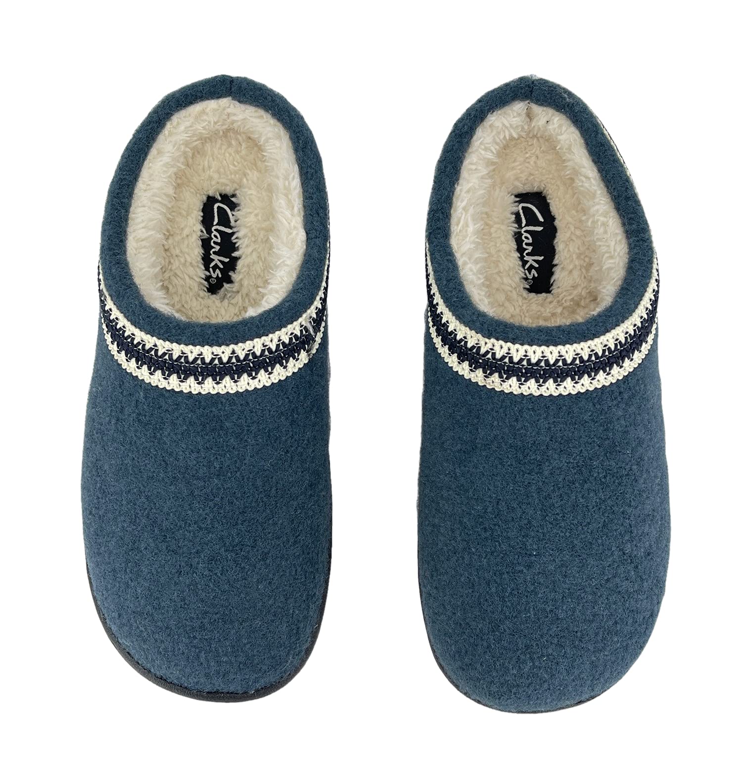 Clarks Womens Wool Felt Clog Slippers Warm Cozy Indoor Outdoor Faux Plush Soft Fur Lined Slipper for Women (Turquoise, 7 M US)