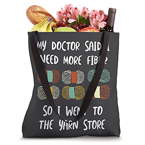 Funny Fiber Knitting Joke, Yarn Crochet Tote Bag