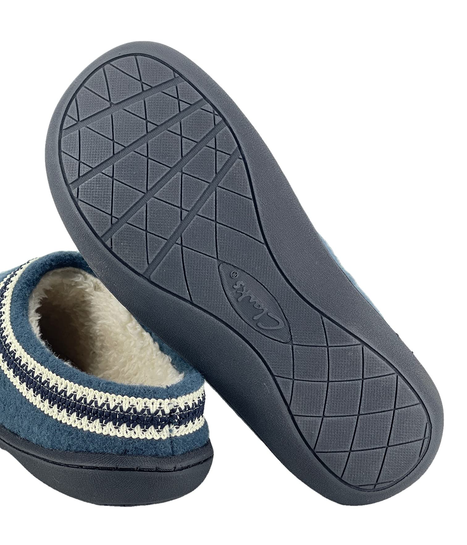 Clarks Womens Wool Felt Clog Slippers Warm Cozy Indoor Outdoor Faux Plush Soft Fur Lined Slipper for Women (Turquoise, 7 M US)