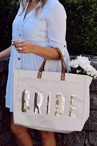 Mud Pie Women's Bride Tote Bag, Tan, 14 1/4" x 18"