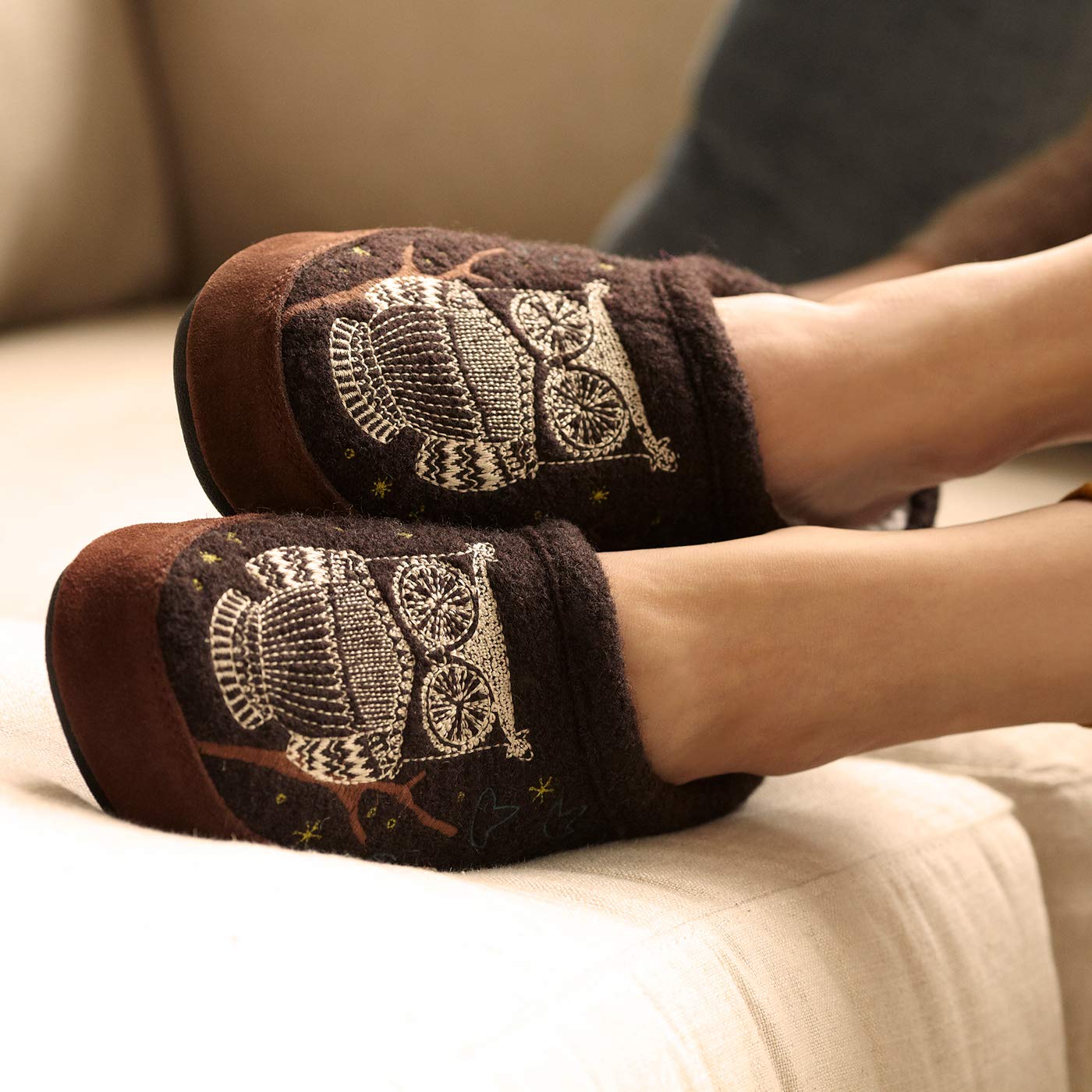 Acorn Women's Slipper with Berber Lining, Suede Siding and Durable Non-Slip Indoor/Outdoor Sole, Chocolate, 8-9