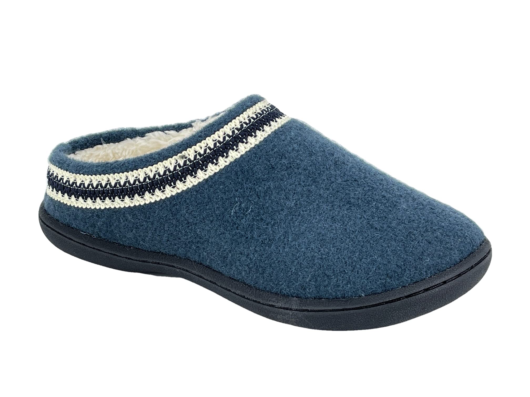 Clarks Womens Wool Felt Clog Slippers Warm Cozy Indoor Outdoor Faux Plush Soft Fur Lined Slipper for Women (Turquoise, 7 M US)