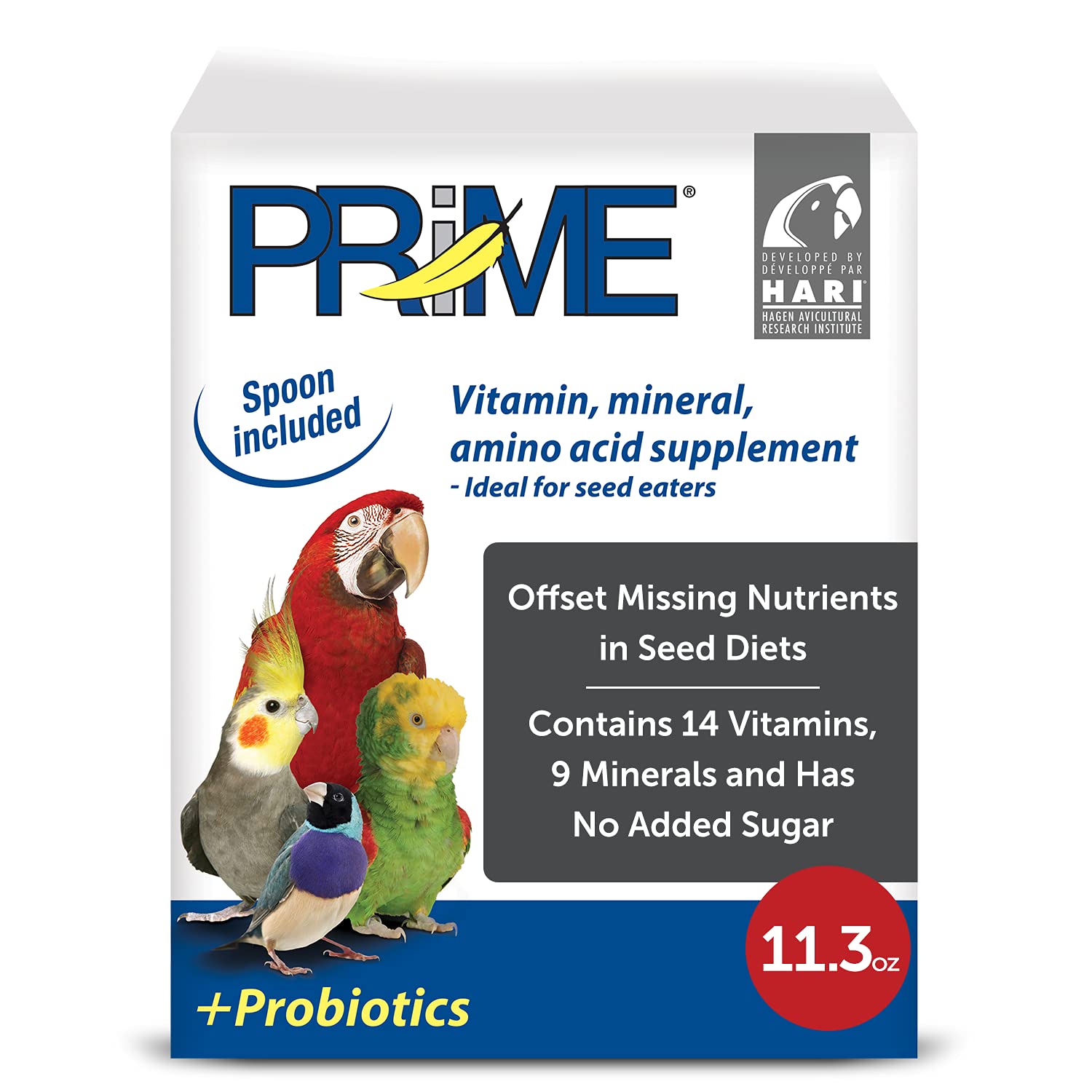 HARI Prime Parrot Vitamin, Mineral and Amino Acid Supplement for Seed Eating Birds, 11.3oz