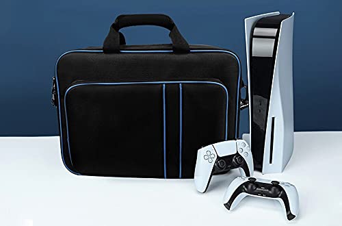 PS5 Travel Carrying Case Game Console Accessories Storage Bag with Strap Waterproof Protective Shell for PS5 (Blue)