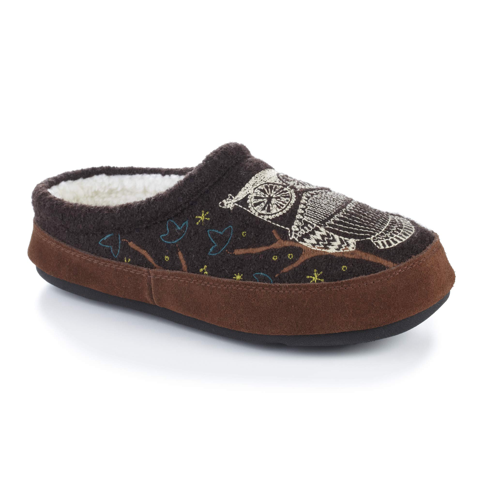 Acorn Women's Slipper with Berber Lining, Suede Siding and Durable Non-Slip Indoor/Outdoor Sole, Chocolate, 8-9