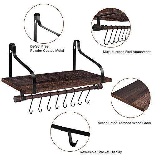 Floating Shelves Wall Mounted,100% Rustic Soild Wood Shelf Decor for Bathroom Bedroom Living Room Kitchen Office (Antique)