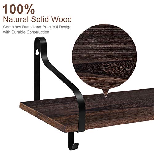 Floating Shelves Wall Mounted,100% Rustic Soild Wood Shelf Decor for Bathroom Bedroom Living Room Kitchen Office (Antique)