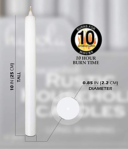 Hyoola 10 Inch Dinner Candles - 12 Pack - White Tall Candles - Unscented Rustic Candles - Long Burning Candle Sticks