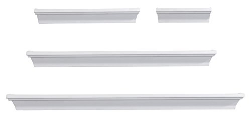 MELANNCO Floating Wall Shelves for Bedroom, Living Room, Bathroom, Kitchen, Nursery, Set of 4, White, 4 Count & Floating Wall Mount Square Cube Shelves, Set of 3, White - 5140525