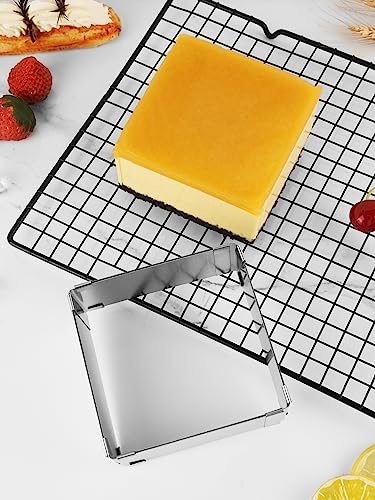 Guowall Stainless Steel Cake Square Mold, Adjustable Mousse Ring Rectangle Shaped Mousse Cake Cutter, Extensible Baking Mold Pastry DIY Baking Tool (10-18cm)