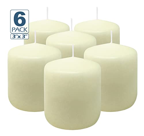 HYOOLA Ivory Pillar Candles 3x3 Inch - Unscented Pillar Candles - 6-Pack - European Made