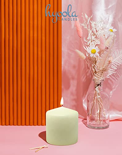 HYOOLA Ivory Pillar Candles 3x3 Inch - Unscented Pillar Candles - 6-Pack - European Made
