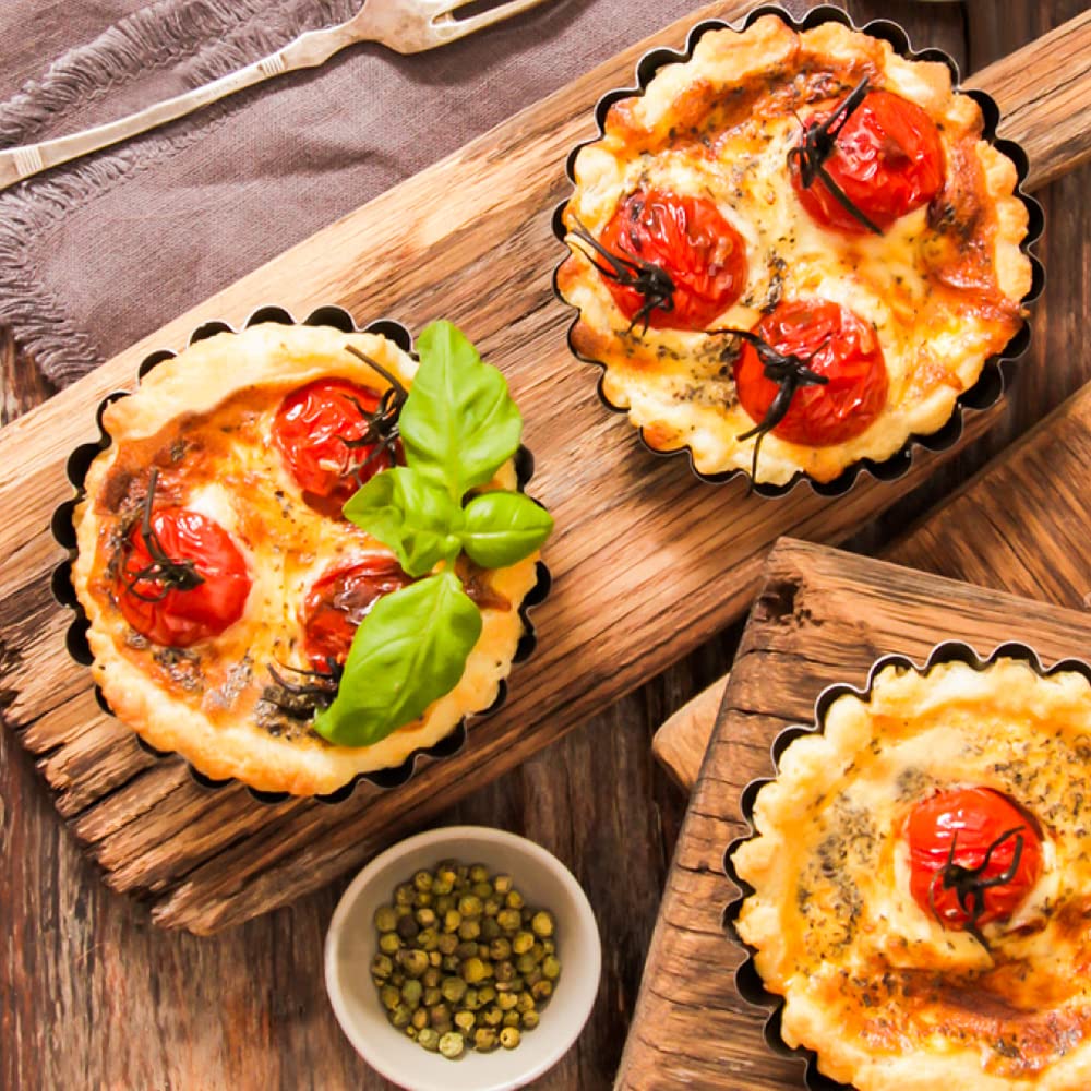 Cyimi Mini Tart Pan Set of 12, Non-Stick 4 Inch Quiche Pan, Removable Bottom Tart Pan for Pies, Quiche Bakeware, Cheese Cakes, Desserts and more