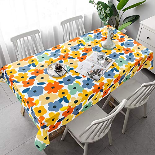 ASPMIZ Floral Tablecloth, Flowers Table Cloth for Spring Summer Fall Autumn, Waterproof Tablecloth for Kitchen Dining Room Picnic Party Banquet, Outdoor Indoor Use Table Cover, Rectangle 60 x 84 inch