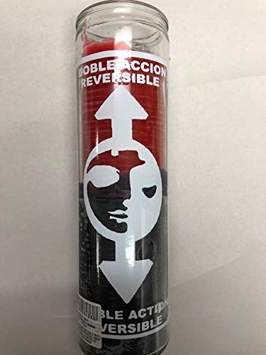 Reversible Double Action 2 Color (Red Over Black) Unscented Pillar Candle in Glass