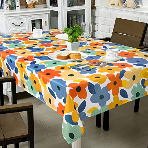 ASPMIZ Floral Tablecloth, Flowers Table Cloth for Spring Summer Fall Autumn, Waterproof Tablecloth for Kitchen Dining Room Picnic Party Banquet, Outdoor Indoor Use Table Cover, Rectangle 60 x 84 inch