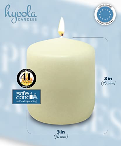 HYOOLA Ivory Pillar Candles 3x3 Inch - Unscented Pillar Candles - 6-Pack - European Made