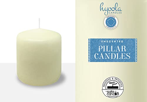 HYOOLA Ivory Pillar Candles 3x3 Inch - Unscented Pillar Candles - 6-Pack - European Made