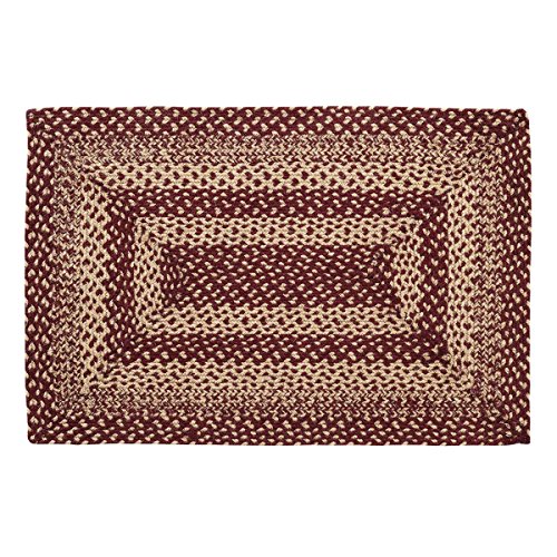 VHC Brands Burgundy Tan Jute Rug Rect w/Pad 20x30 (Rect 24x36)