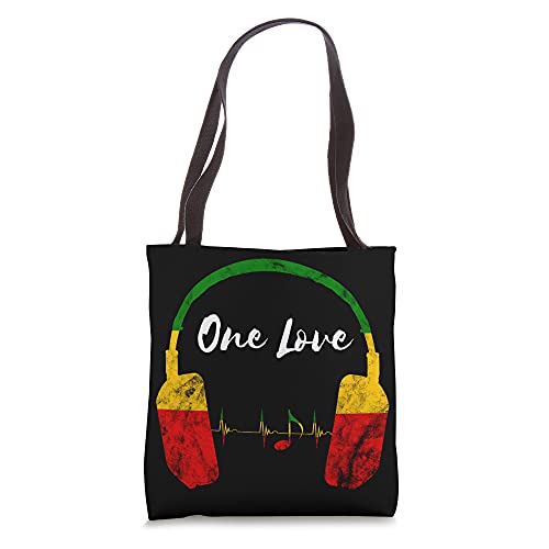 Rasta Reggae Music Headphones Jamaican Pride One Love Tote Bag