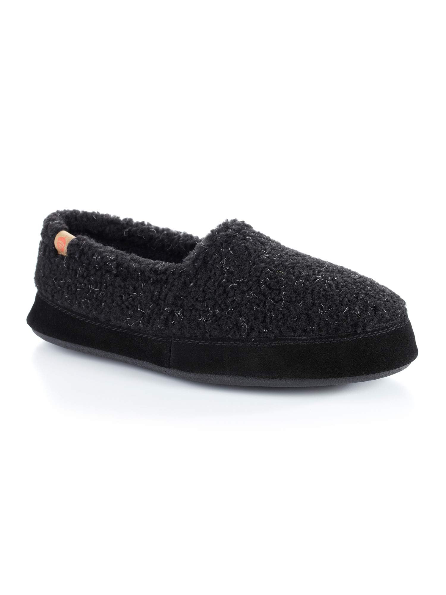 Acorn Mens Moc Slippers, Black Berber, 12-13