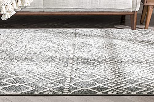 Well Woven Niria Grey Moroccan Tribal Diamonds Soft High-Lo Pile Area Rug (5'3" x 7'3")
