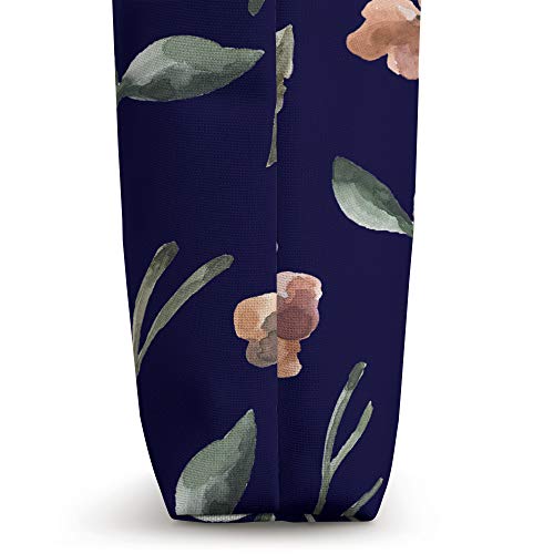 Western Pioneer Watercolor Floral Brown Flowers Navy Tote Bag