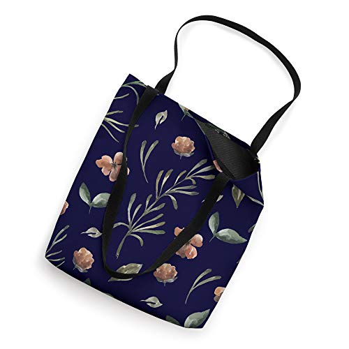 Western Pioneer Watercolor Floral Brown Flowers Navy Tote Bag