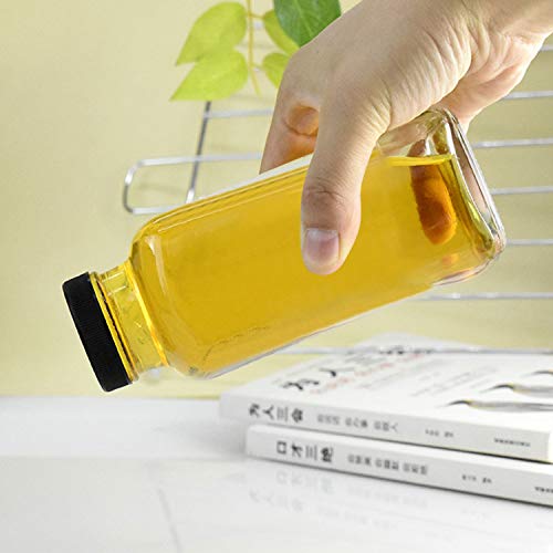 Vintage Water Bottles,Glass Drinking Bottles 16oz,Square Beverage Bottles 500ml With Lids For Kombucha,Tea,Glass Bottles For Homemade Drinks,Travel Reusable Milk Bottles Juiceing Bottles 20Pack …