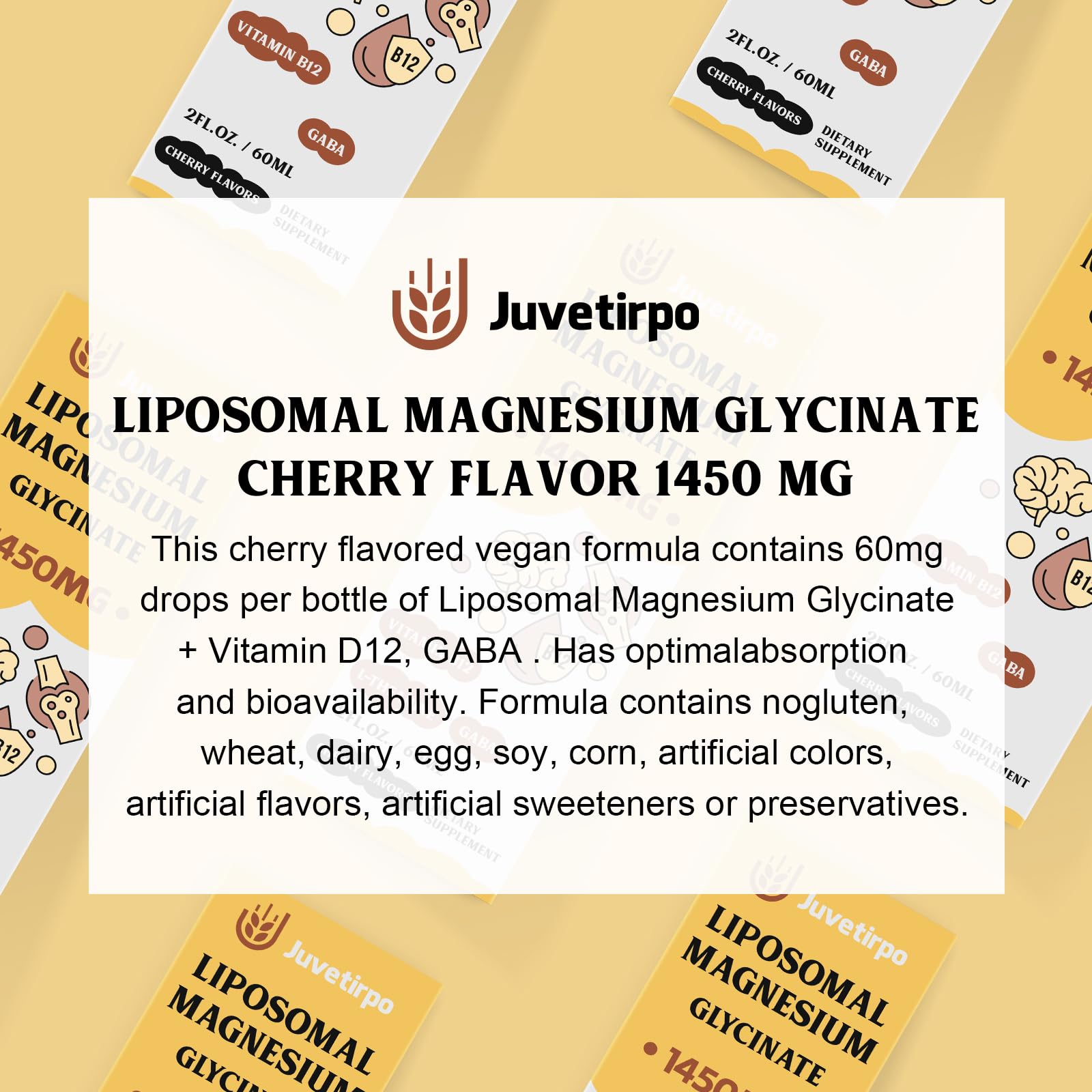 Magnesium Glycinate Liquid Drops - Liposomal Chelate with Cherry Flavor for Easy Absorption, Promotes Sleep, Mood, Intestinal & Bone Health, Reduces Stress - 60ML (2.04 Fl Oz (Pack of 1))