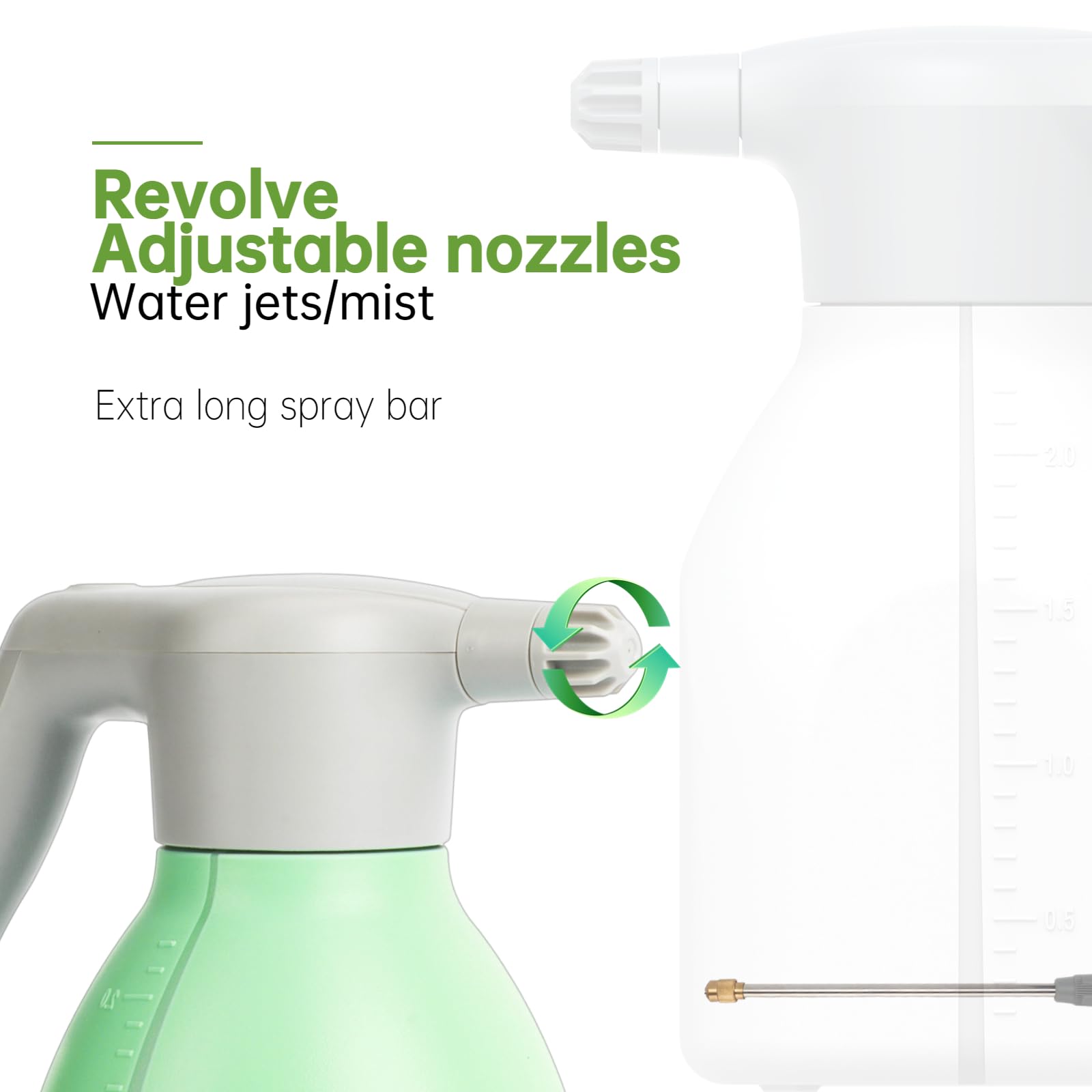 ACORNS Electric Spray Bottle 2L/0.5Gallon,Automatic Plant Sprayer,Pump Sprayer,Indoor Plant Sprayer with Adjustable Nozzle (Green)