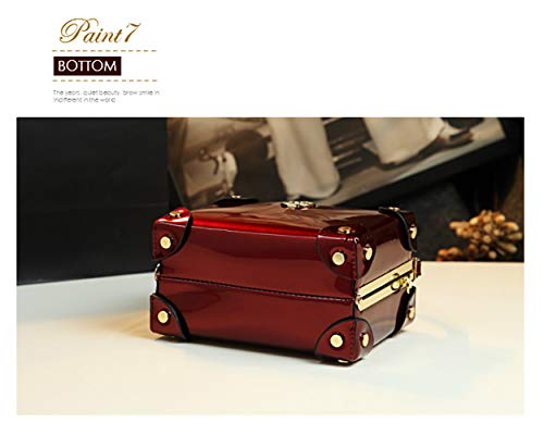 Fashion Women's Top Handle Satchel Handbags Leather Evening Bag Purses Small Hard Square Box Shoulder Bags (Red)