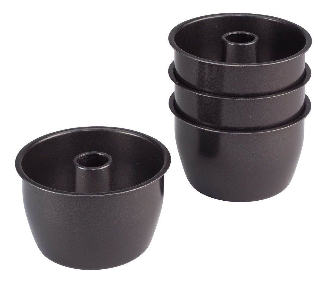 4.25" Mini Angel Food Cake Pans, Set of 4 - Nonstick Round Bakeware for Easy Release, Perfect for Individual Cakes, Cupcakes, and Desserts