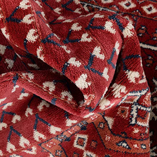 Well Woven Aldo Crimson Red & Blue Bokhara Tribal Area Rug 5x7 (5'3" x 7'3")