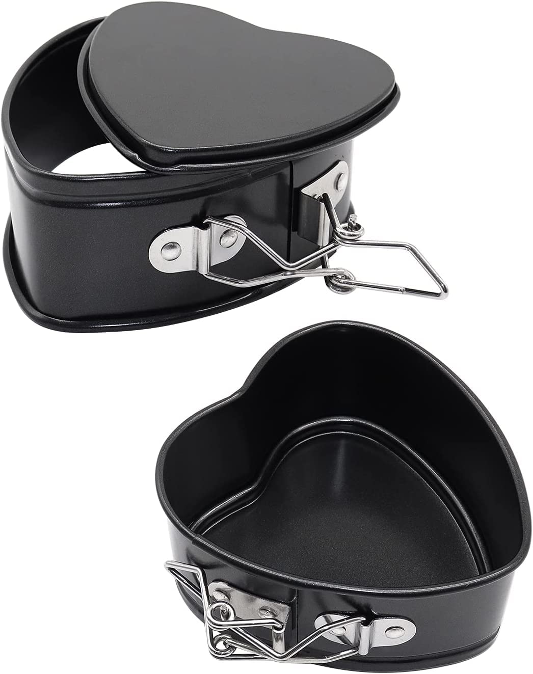 4-Inch Springform Pans Set, 4 Pack Non-Stick Cheesecake Pan, Leakproof Cake Pan, Removable Bottom Baking Pans, for Mini Cake, Pizzas and Quiches, Cheesecakes, Birthday Cake, Heart Shape