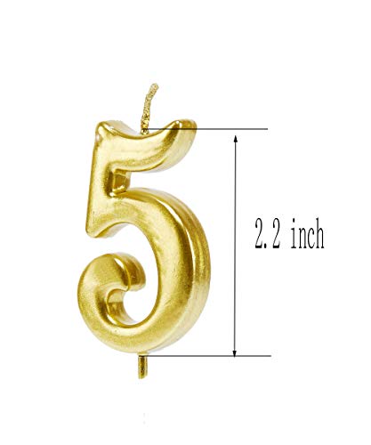 Mart 25th Birthday Candles,Gold Number 25 Cake Topper for Birthday Decorations