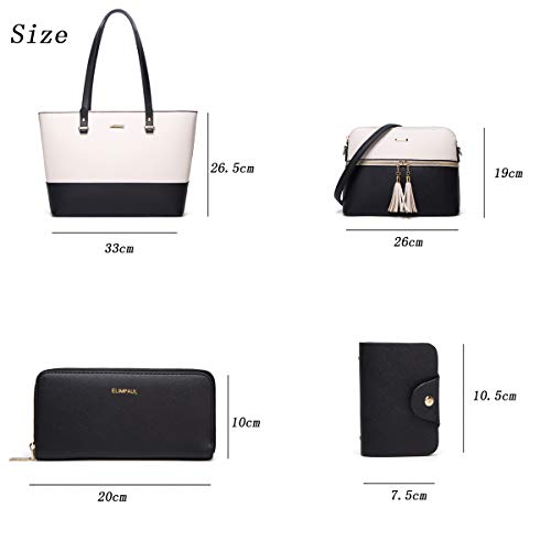 Women Fashion Synthetic Leather Handbags Tote Bag Shoulder Bag Top Handle Satchel Purse Wallet Set 4pcs
