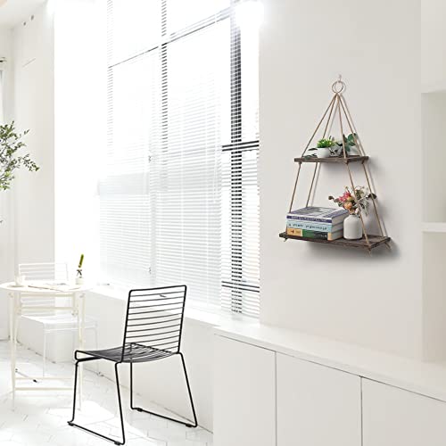 MITIME Shelves for Wall & Window Plant Shelf Indoor - Floating Wall Shelves for Living Room, Bathroom, Bedroom, Kitchen, Office - Wall Hanging Shelf - Boho Wall Decor Home , Triangle 2 Layers (1)