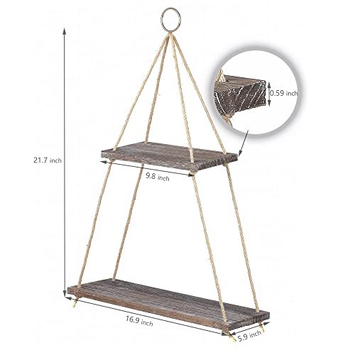 MITIME Shelves for Wall & Window Plant Shelf Indoor - Floating Wall Shelves for Living Room, Bathroom, Bedroom, Kitchen, Office - Wall Hanging Shelf - Boho Wall Decor Home , Triangle 2 Layers (1)