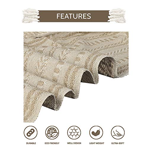 Farmhouse Throw Blanket Boho Living Room Decor Brown Cotton Stripe Cozy Bed Blankets with Fringe Soft and Luxury for Couch, Chair & Everyday Use - 50 x 60 Inches